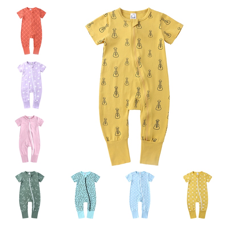 2024 Summer Kids Tales Baby Boys Girls Romper Short Sleeve Pajama Double Zipper Cotton Sleeper 2 ...