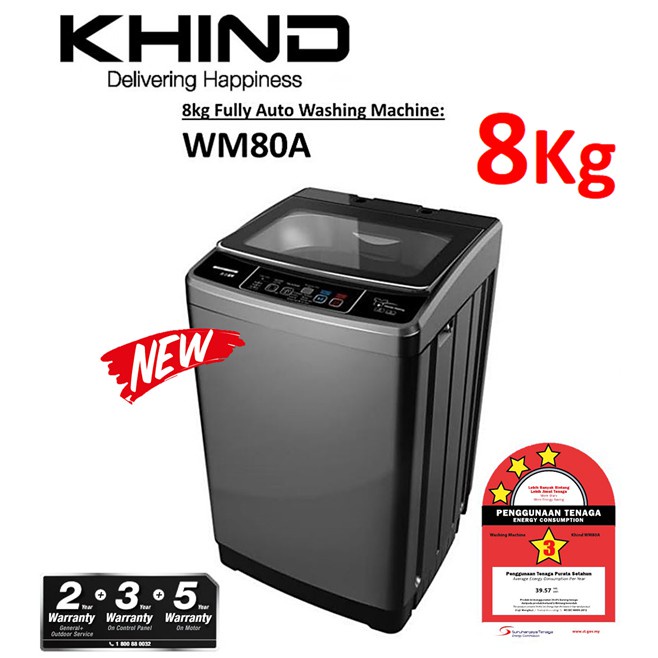 KHIND FULLY AUTO WASHING MACHINE WM80A (8KG) | Shopee Malaysia