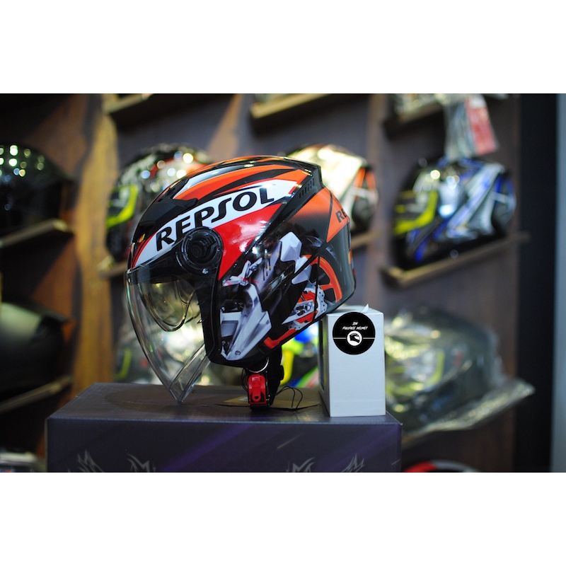 Royal M268 3 / 4 Helmet (Genuine) 2 Repsol glasses | Shopee Malaysia