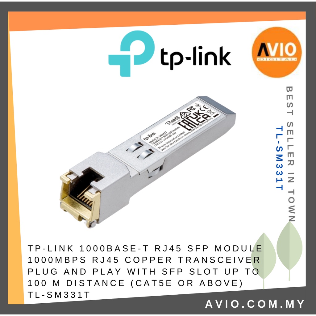 TP-LINK Tplink Gigabit RJ45 SFP Module 1000Mbps RJ45 Copper Transceiver ...