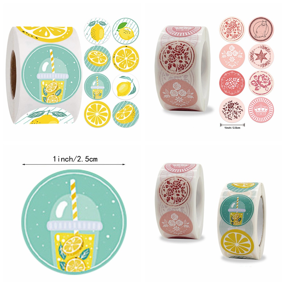 500Pcs/roll Thank You Gift Decoration Sticker Yellow Lemon Sticker For ...