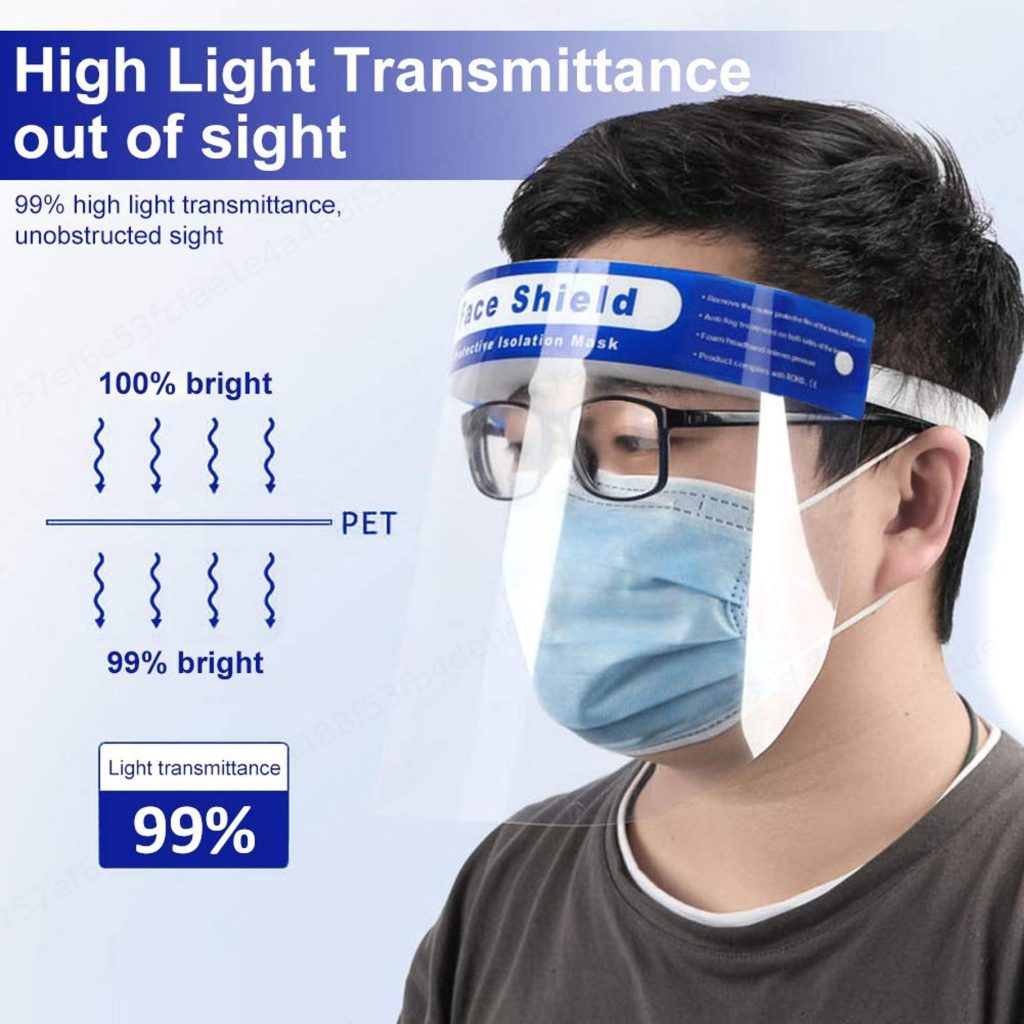 Transparent protective mask against dust and droplets for full Face to ...