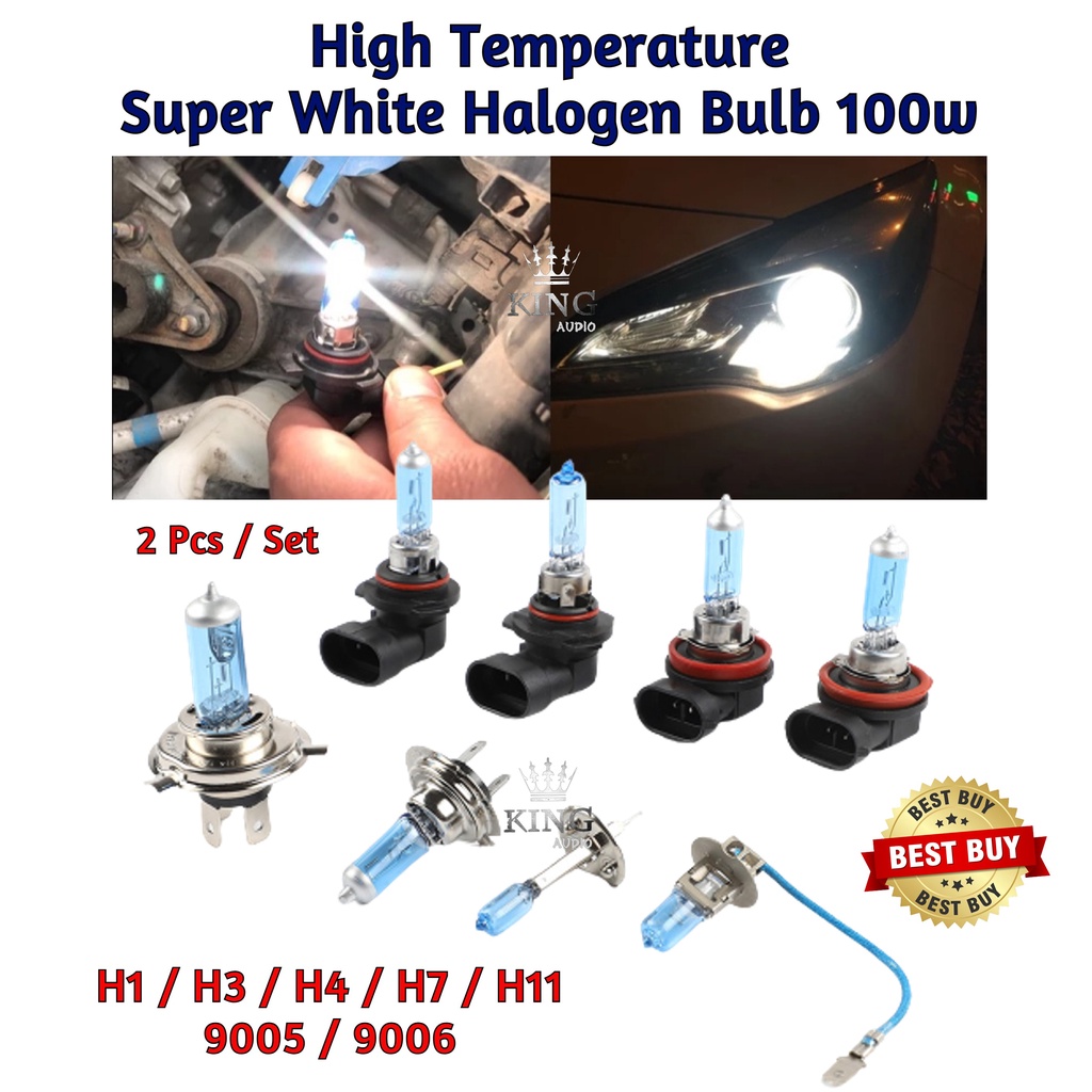 2Pcs/Set 100w 12V NATURAL White Halogen Lamp Car HeadLight/FogLight ...