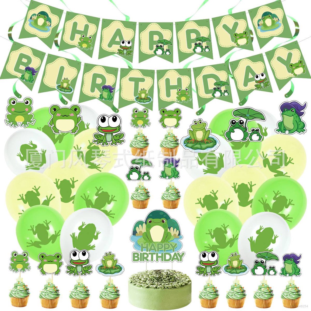 Cute Frog Theme Theme Happy Birthday Decor Party Decorations Set Cake ...