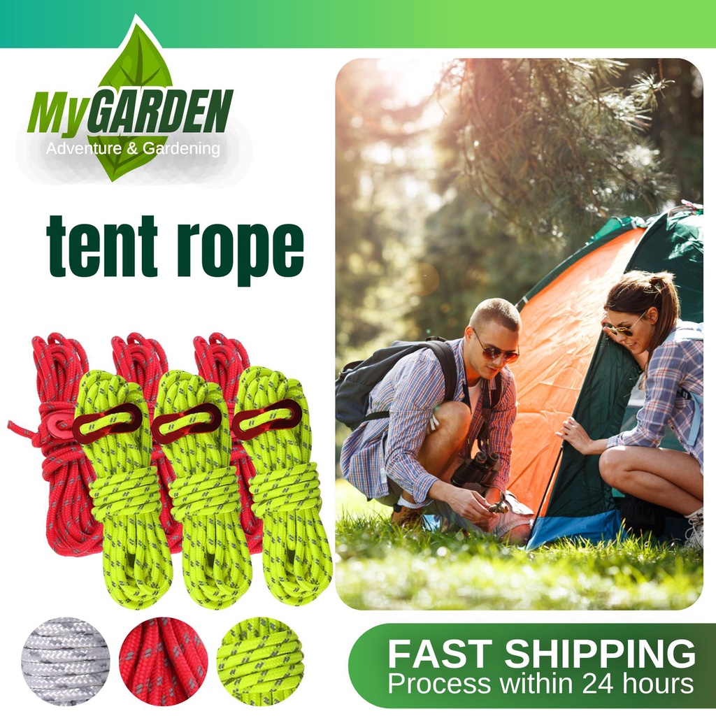 6Pcs Tent Guy Line Ropes Reflective Cord Tent Guide Nylon Rope Paracord ...