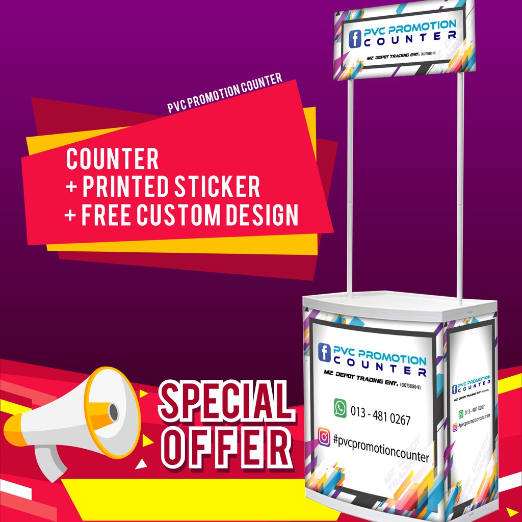 Pvc Promotion Counter Display Table raya Portable Booth + Custom Design ...