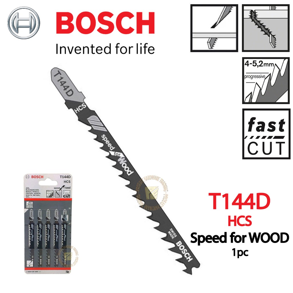 BOSCH T144D HCS Jigsaw Blades Speed For Wood Cutting 1pc / 1pack ( 5pcs ...