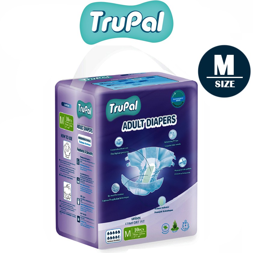 Trupal Adult Diaper Supreme Series Suitable for Day & Night use Size M ...