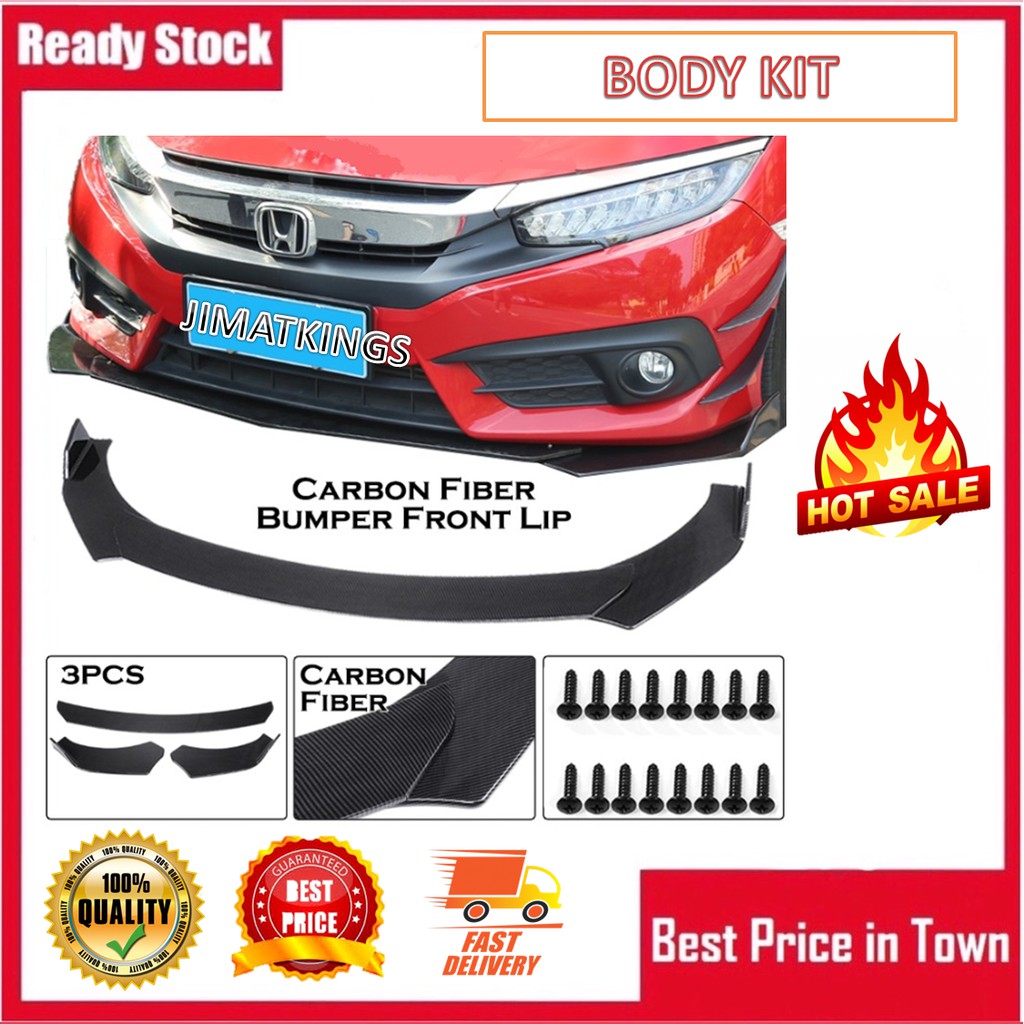Car Accessories 3pcs Universal Body Kit Carbon Fiber Adjustable Car ...