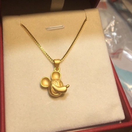 Pendant Necklace Clavicle Chain Plated 24K Gold Sand Gold Mickey Mouse ...
