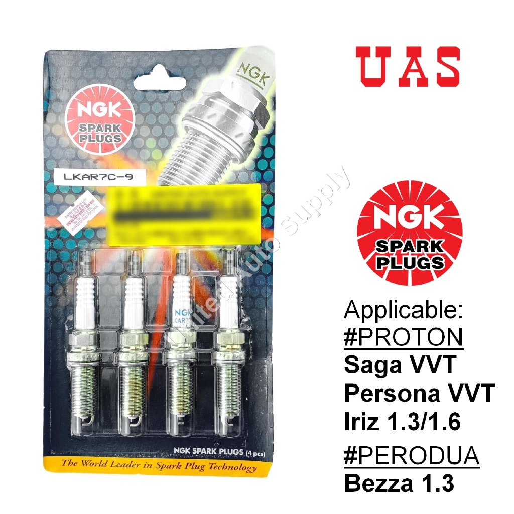 NGK Spark Plugs set LKAR7C-9 for PERODUA Bezza, PROTON Iriz 1.3 1.6, Saga VVT, Persona VVT ...