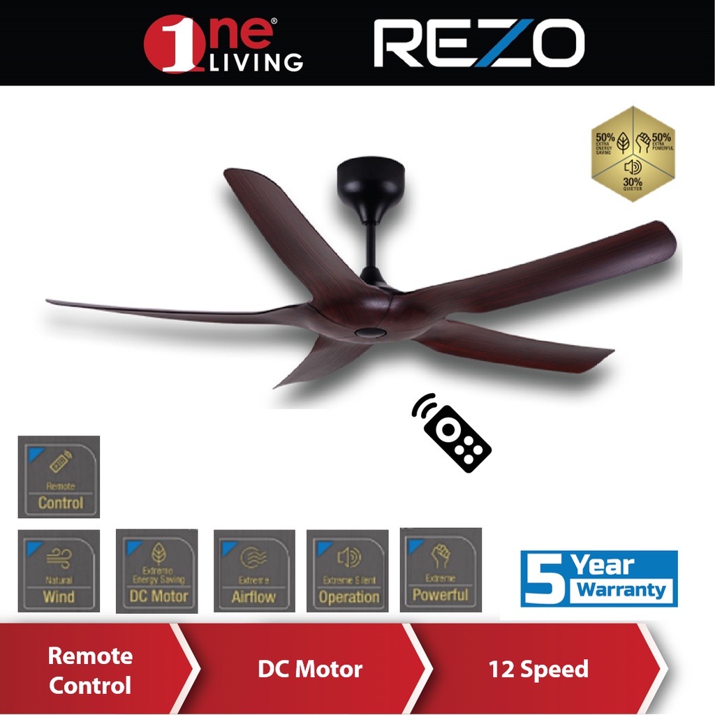 Rezo Ceiling Fan Maxim 54/5B Dark Wood (Single/Twin) | Shopee Malaysia