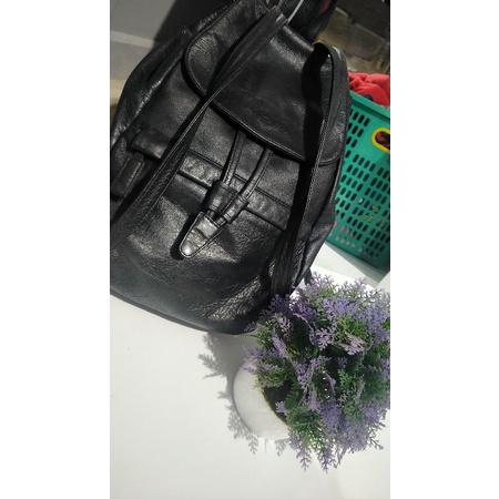 Ssamzie Leather Backpack pl Bag | Shopee Malaysia