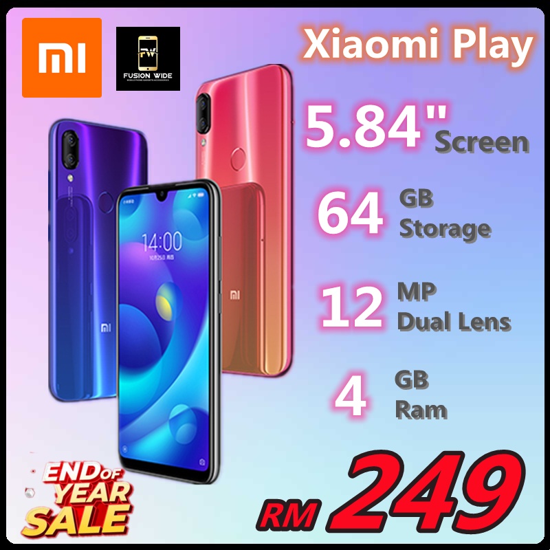 100% ORI XIAOMI REDMI MI PLAY 4GB+64GB_GLOBAL ROM_PRE-OWNED SET ...