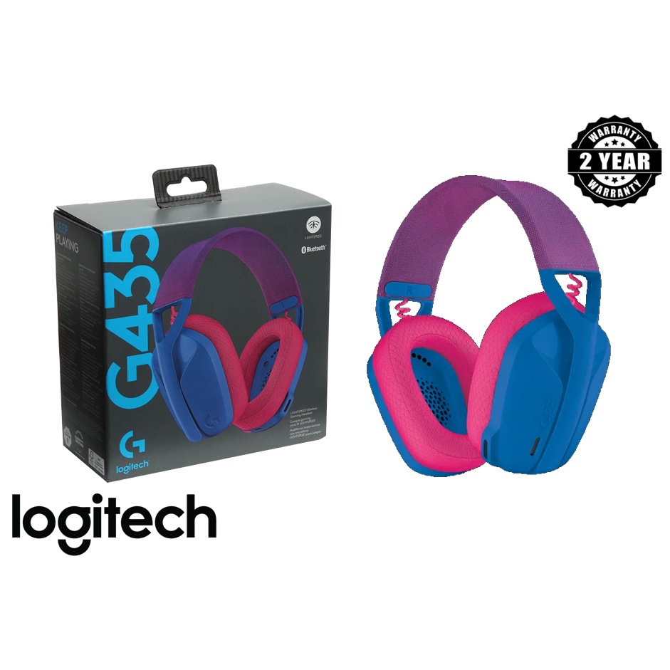 Logitech G435 Blue and Raspberry Lightspeed Wireless Bluetooth Gaming ...
