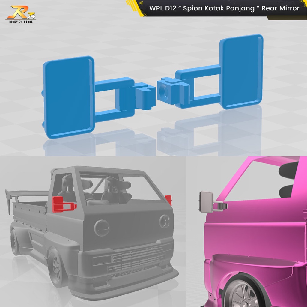 Wpl D12 Long Box Rear Mirror - Body Part RC Drift 3D Print | Shopee ...