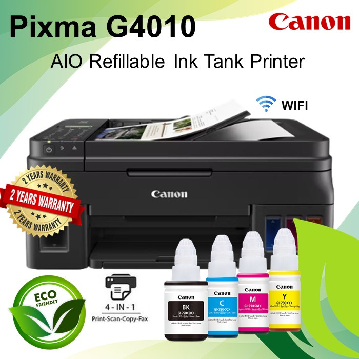 Canon Pixma G4010 4-in-1 (Print, Scan, Copy, Fax) Wireless Refillable ...