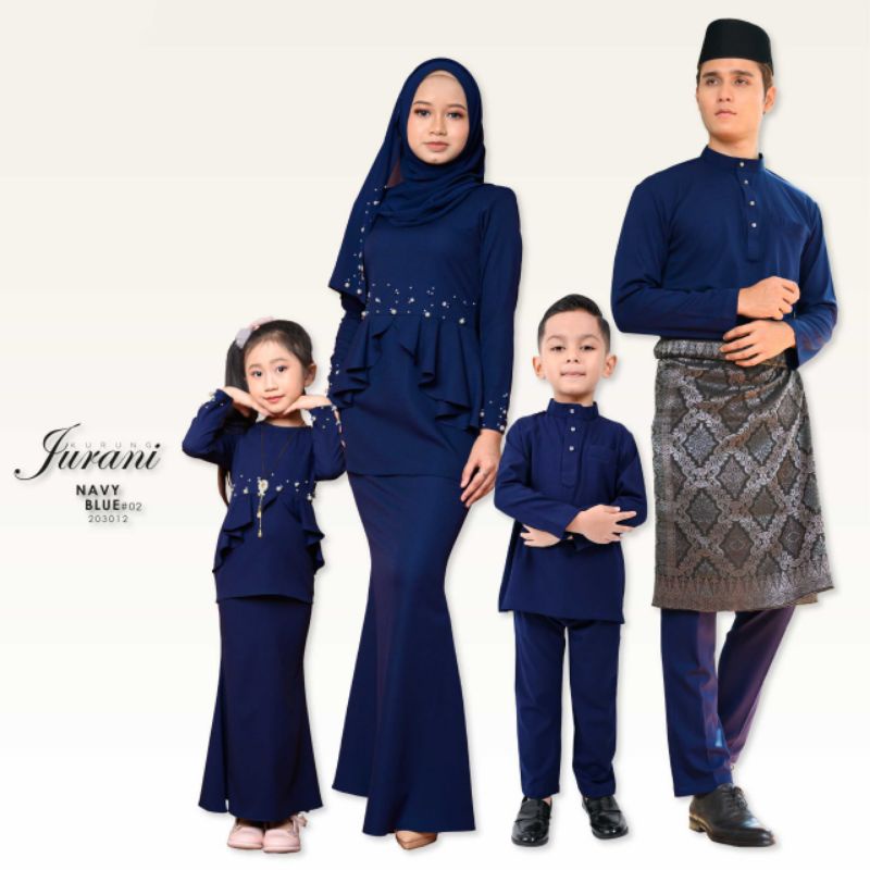 BAJU KURUNG MODEN KURUNG NAVY BLUE BAJU MELAYU SLIM FIT AYAH SET FAMILY ...