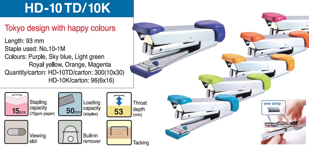 MAX HD-10TD Stapler Use Staples No.10-1M 100% Original Genuine Max Product MADE IN JAPAN HD10 HD ...