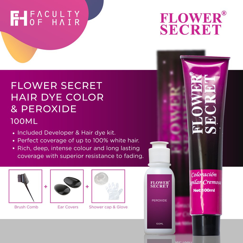 Flower Secret Hair Dye Color with Developer & Hair Dye Kit (100ml ...