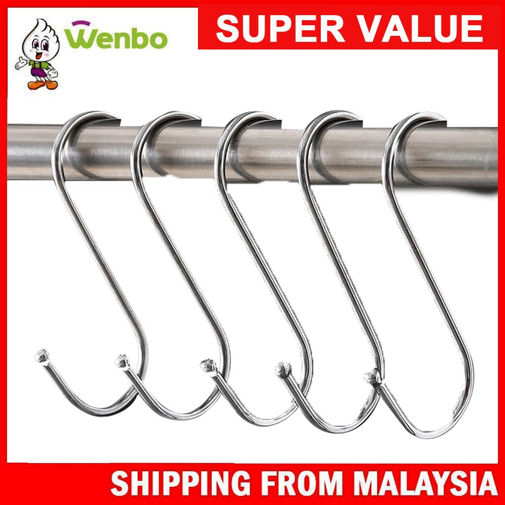 Wenbo S Shape Hook Kitchen Hanging Metal Hook Stainless Steel Metal ...