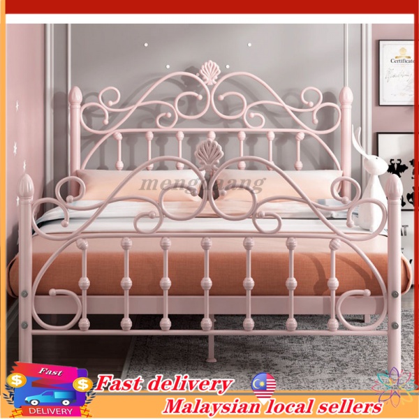 Princess Pink Wrought Iron Bed Frame Queen Bed Frame King Modern Bed ...