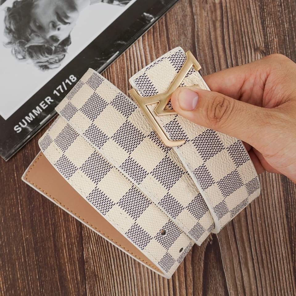 Men's belt, Business class VL belt with white checkered strap | Shopee ...