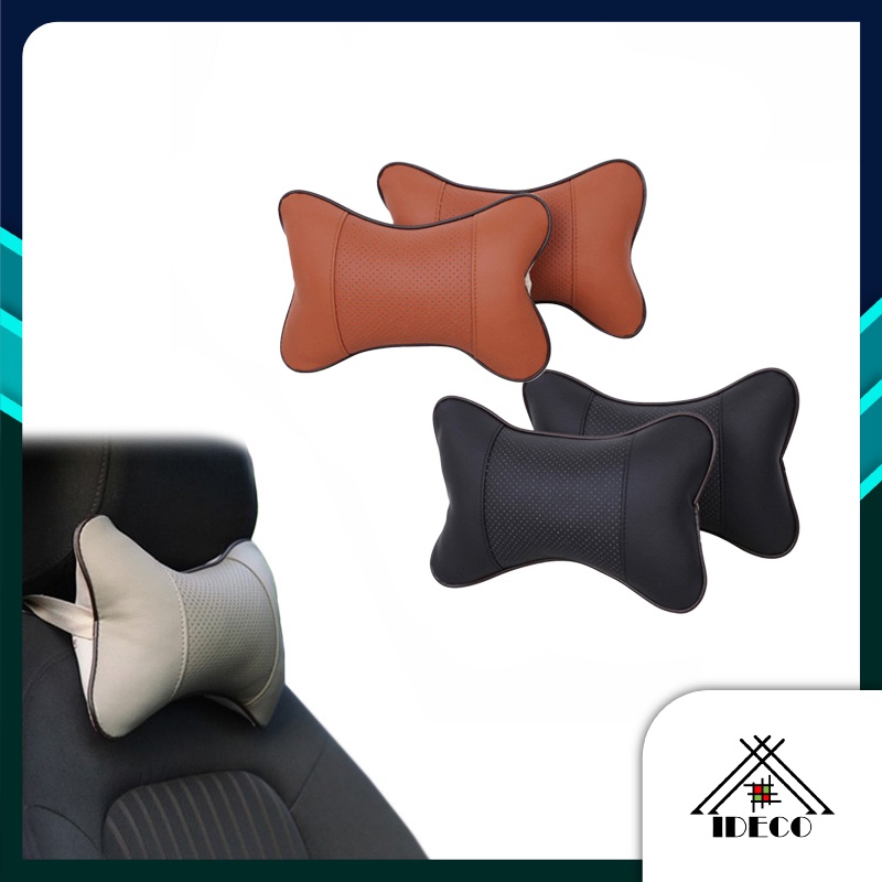 iDECO Car Headrest Neck rest Pillow Leather Breathable Universal Fit ...