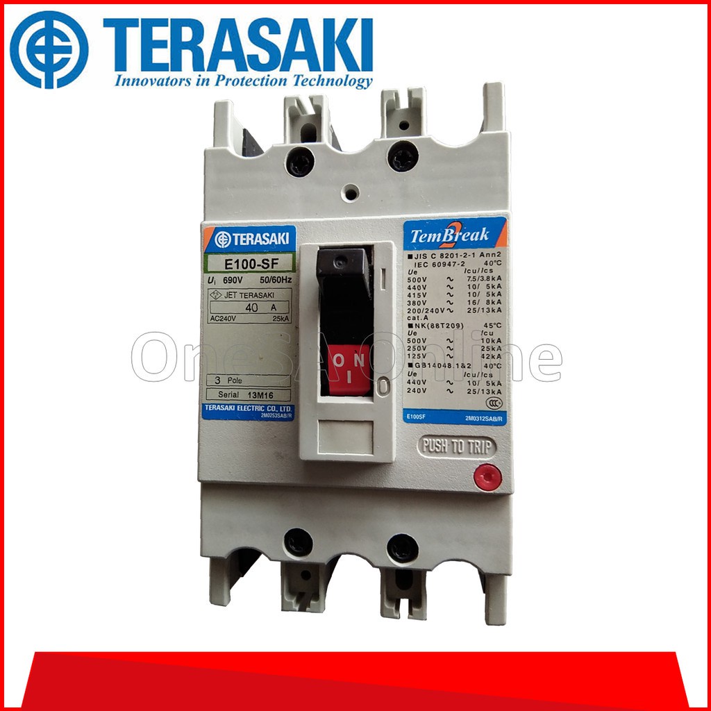 TERASAKI MCCB,3P 10KA 10A/20A/30A/40A/50A/60A/75A/100A,(E100SF-3P) | Shopee Malaysia