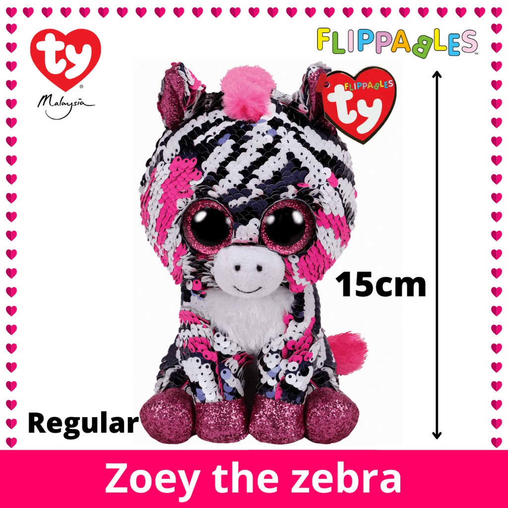 TY Beanie Boos Sequins Zoey The Pink Zebra Soft Toys | Shopee Malaysia