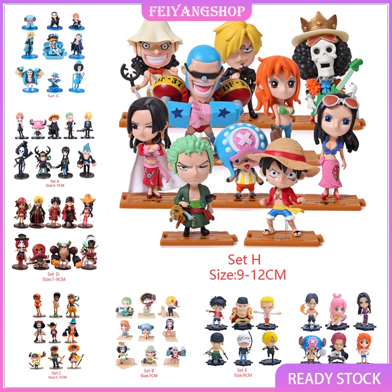 9/6 Pcs Set One Piece Luffy Zoro Ace Nami Sanji Usopp Chopper Shanks ...