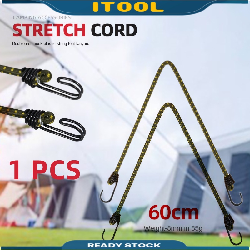 ITOOL 60CM Multifunction Elastic Tent Rope Bold Band Double Hooks ...