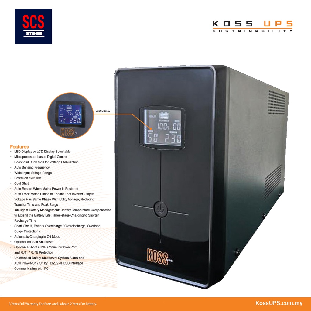 KOSS Sylion S-1200EU 1200VA / S-1500EU 1500VA UPS Uninterruptible Power ...