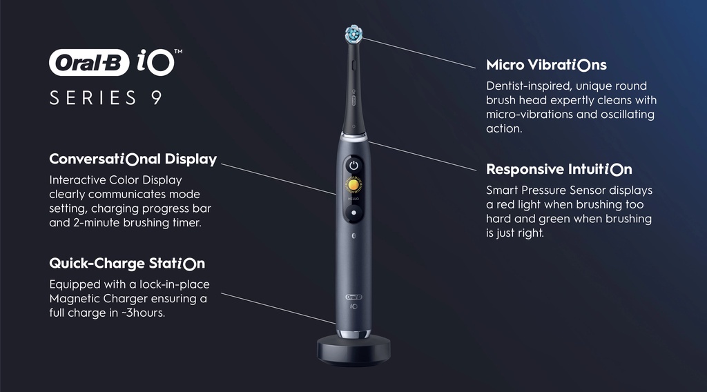 Oral-B io Series 9 Electric Toothbrush 3D Tracking Ultimate Clean /7 Smart Modes/Magnetic ...