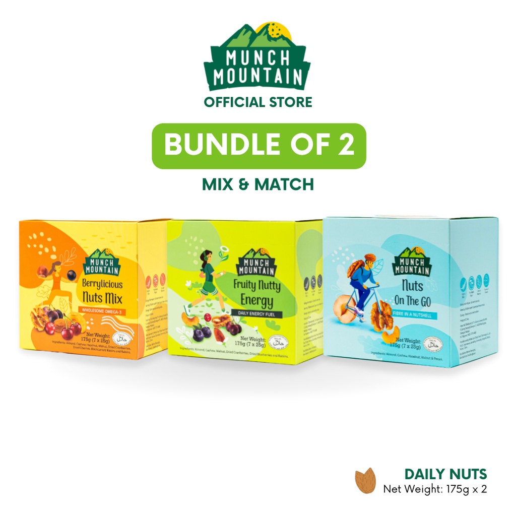 [Bundle of 2] Munch Mountain Daily Nuts Box (175g x2) - Halal | Shopee Malaysia