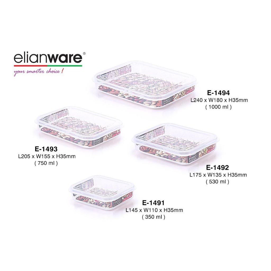 Elianware E-1491/E-1492/E-1493/E-1494 Rectangular Flat Transparent ...
