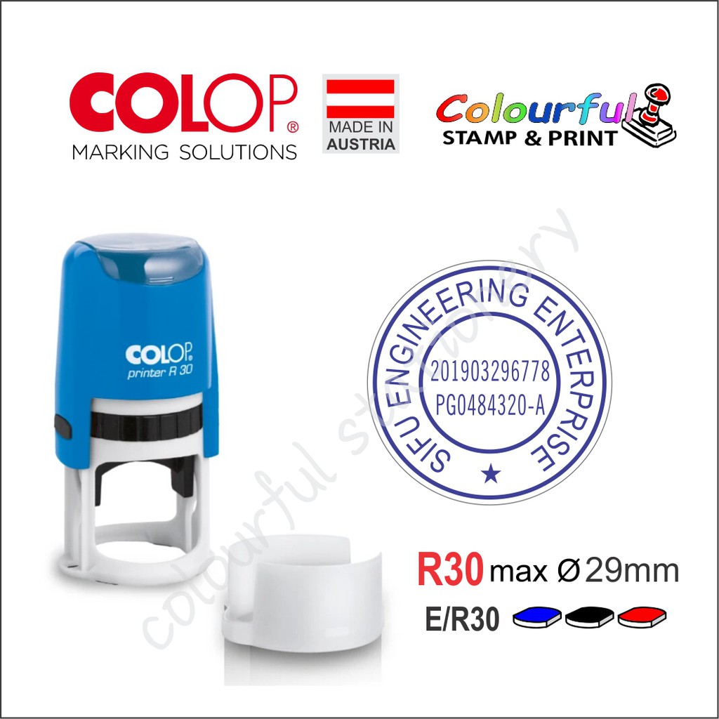COLOP New Round Self-Inking Rubber Stamp R12,R17,R24,R30. 100% Original.(Hospital, Office ...