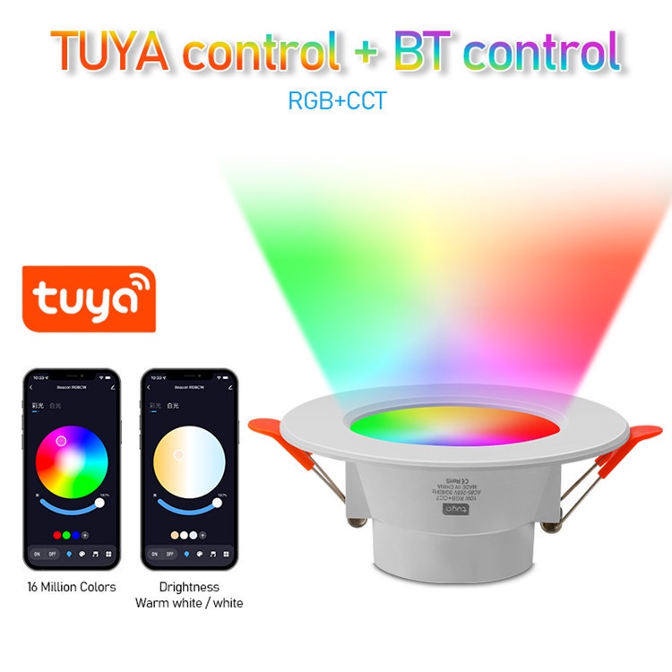 【Tuya】10W 15W LED Downlight APP Control Smart Dimmable Recessed Ceiling Light Round RGB Color ...