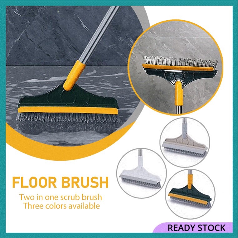 Floor And Window Scrub Brush 2 In 1 Long Handle Bathroom Wiper Stiff ...