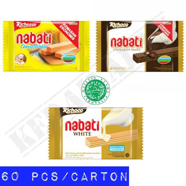 [1 CTN] NABATI RICHEESE Cheese/RICHOCO (Chocolate/White) Wafer 50g | Shopee Malaysia