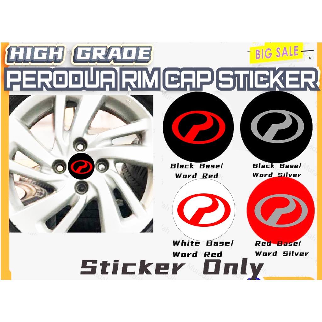 4 + 2 =6pcs Perodua Rim Cap Sticker Myvi Bezza Alza Kancil Kelisa Rim ...