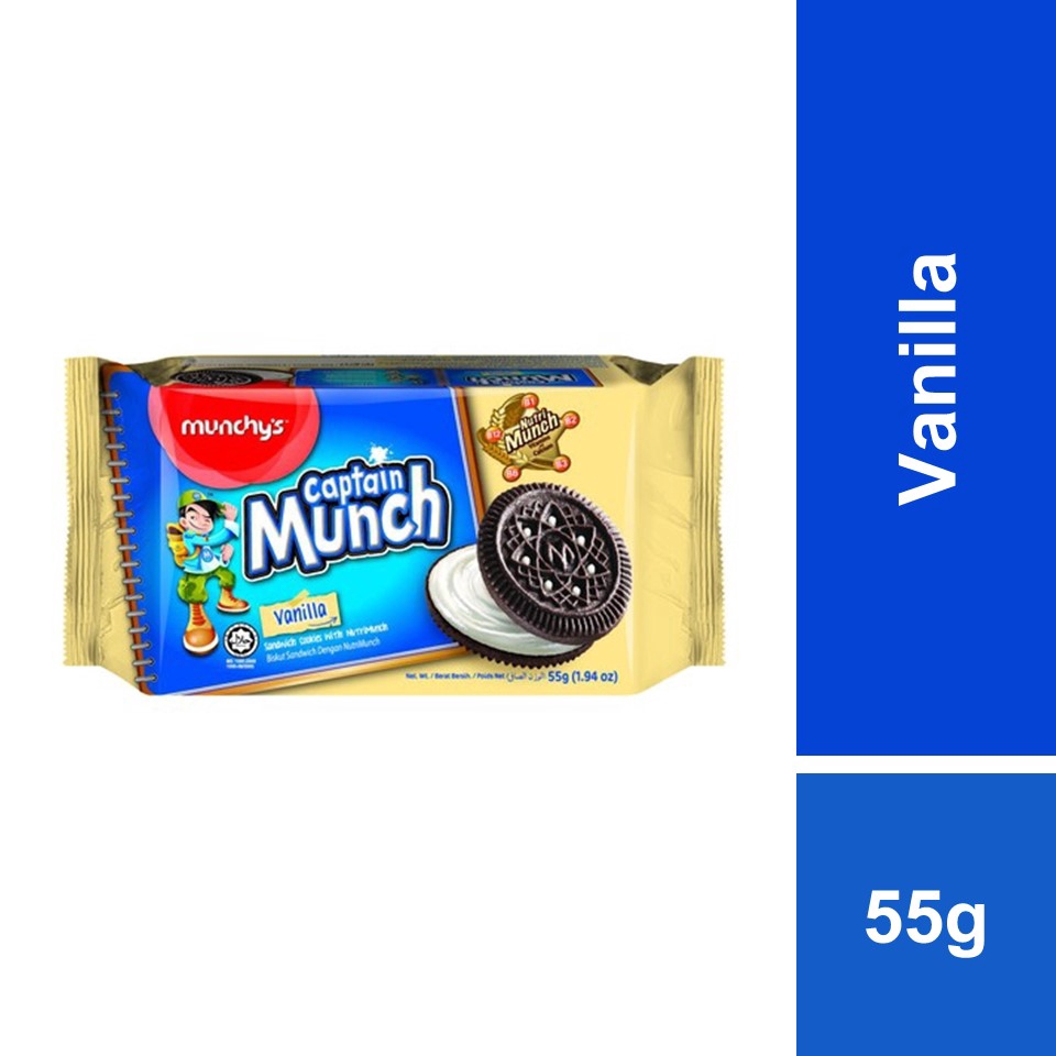Captain Munch Cream Sandwich with Vanilla Cream 55g | Shopee Malaysia