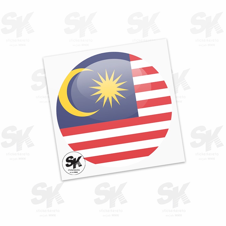 Malaysia Round laminated Glossy Sticker | Sticker bulat Bendera ...