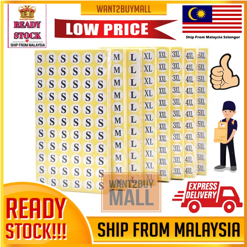🇲🇾 1 Sheet 60pcs 8 Size Marking Code Sticker Labels Tags Clothing ...
