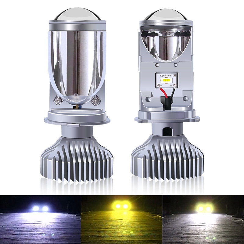 Ready Stock 2PCS Y6S Car LED Headlight Tri-color Mini Projector Lens H4 ...