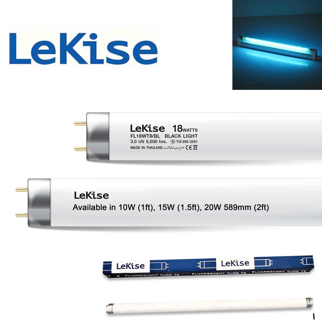 Lekise Lampu Mentol T8 Insect Killer G13 1ft-2ft [10W-18W] Pendarfluor Fluorescent UV Hitam Tube ...