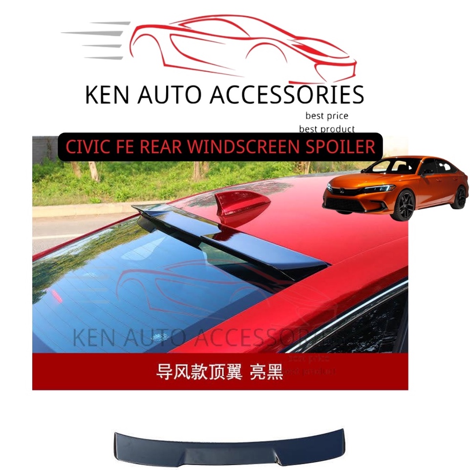 HONDA CIVIC 2022-2024 FE REAR WINDSCREEN DOOR VISOR PIANO BLACK & REAR ...