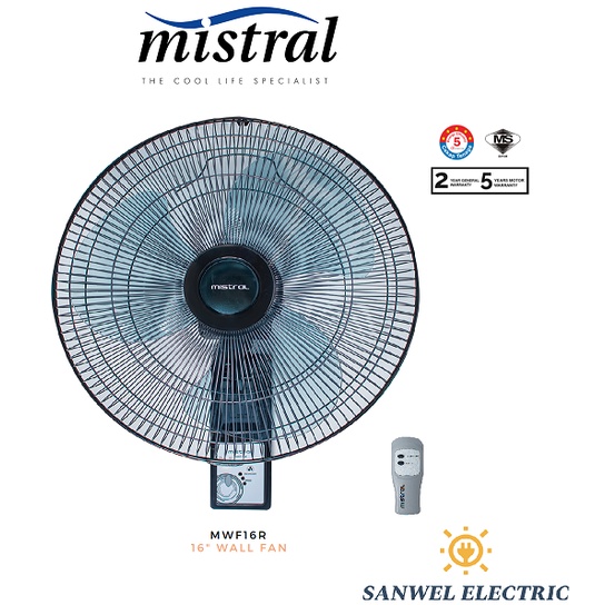 Mistral MWF-16R MWF16R 16" Wall Fan With Remote Control (SIRIM) (JKR ...