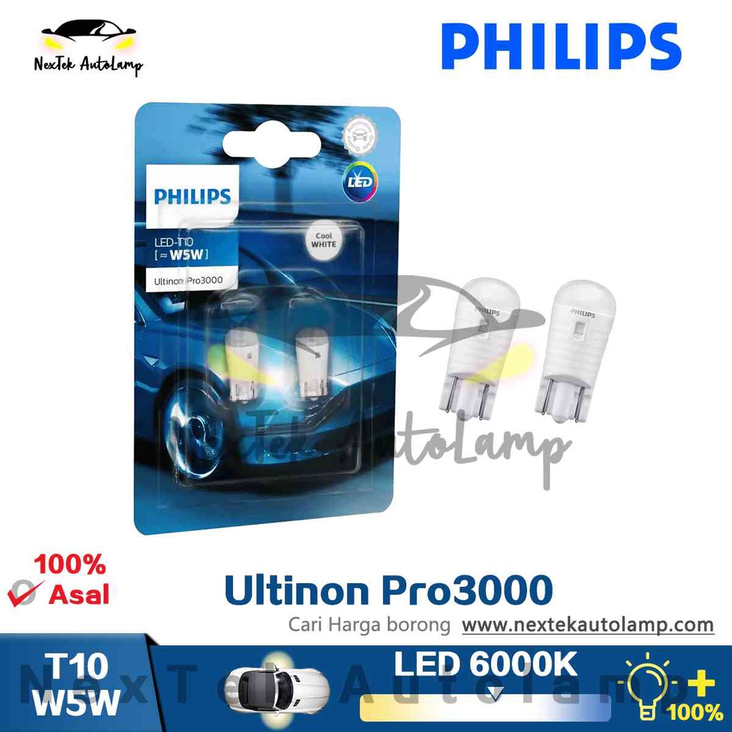 Philips Ultinon Pro3000 LED T10 W5W 12V 6000K 11961U30CWB2 Cool White Turn Signal Lamps Reverse ...