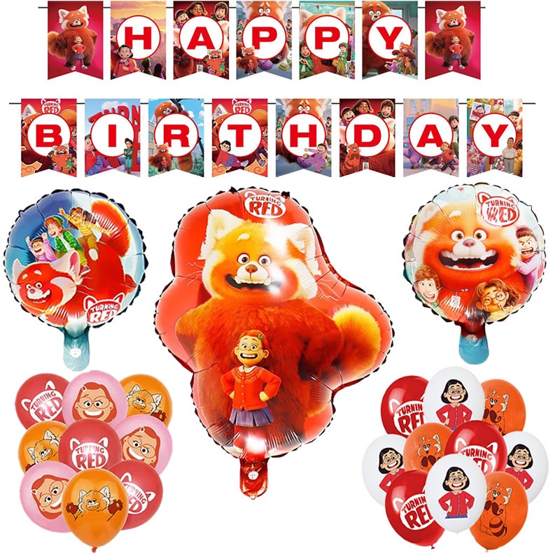 Turning Red Theme Balloons Birthday Party Decorcartoon Aluminum Film ...